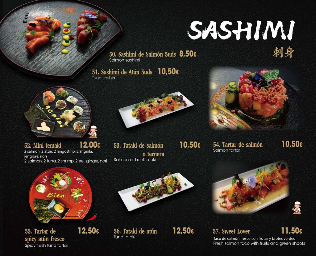 TOYO | Carta restaurante japonés Barcelona